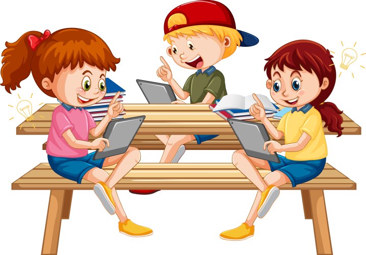 Tablet girl Royalty Free Vector Image - VectorStock