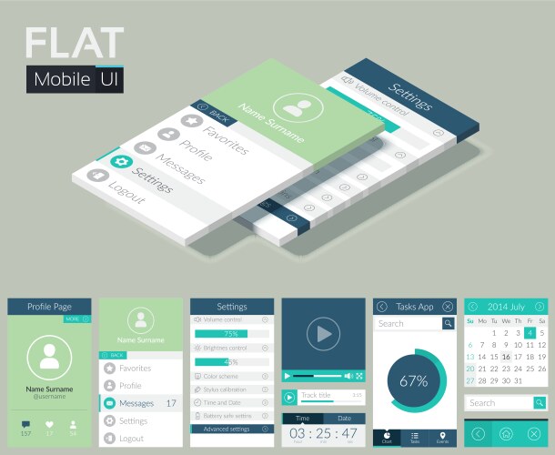Flat ui template Royalty Free Vector Image - VectorStock