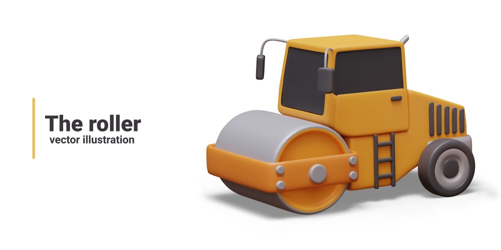 Realistic road roller front view detailed Vector Image