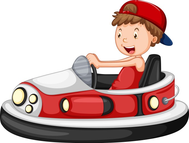 Happy children cartoon riding pencil car Vector Image
