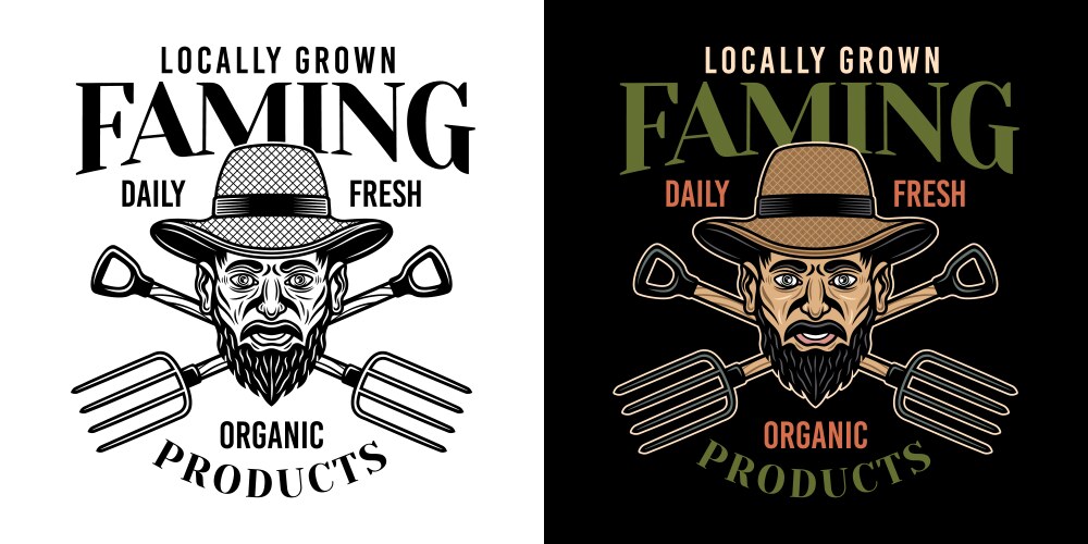 Farming emblem logo badge or label Royalty Free Vector Image