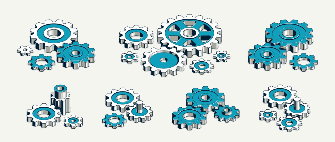 Mechanical engineering concept set gears and cogs Vector Image
