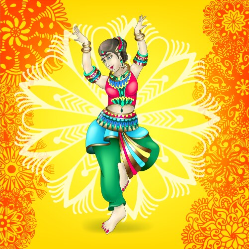 Indian female dancing Royalty Free Vector Image