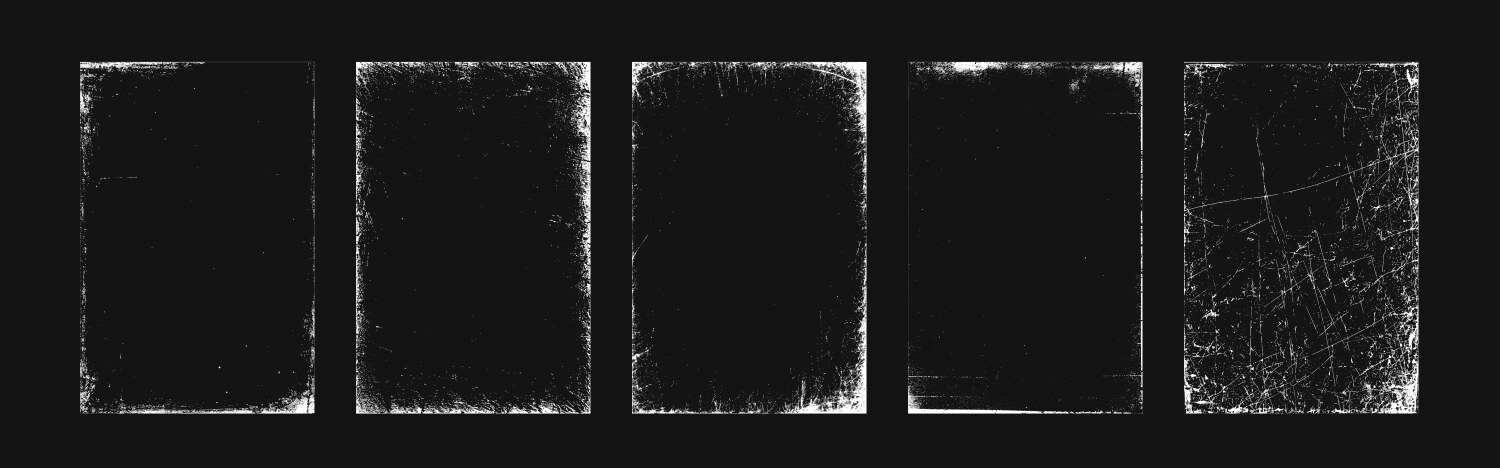 Old cinematic frame overlay texture on transparent