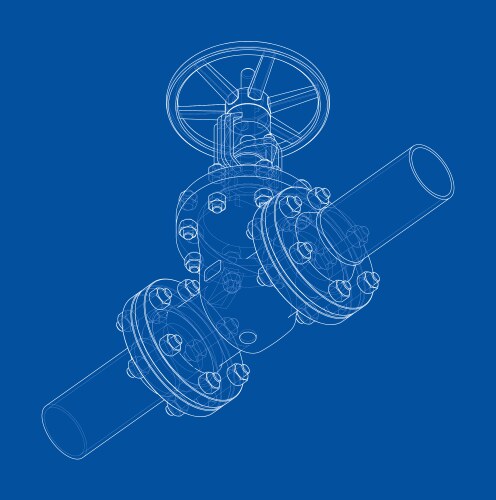 Ball valve isometric blueprints Royalty Free Vector Image