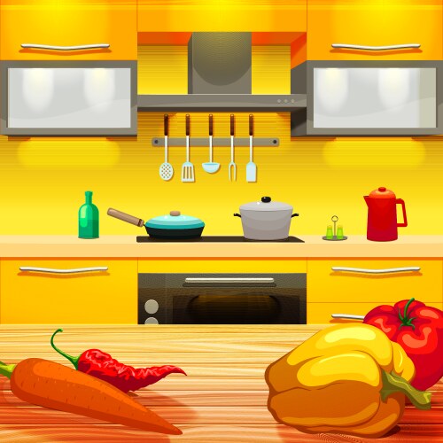 Stylized kitchen interior for animation and design