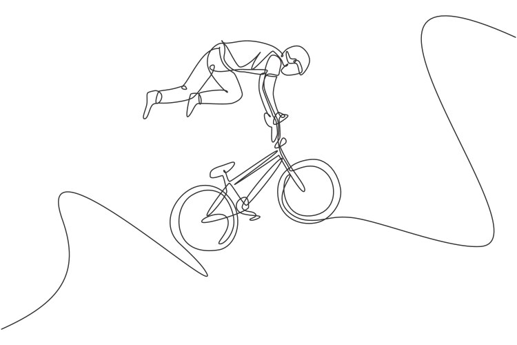 One continuous line drawing of young bmx bicycle Vector Image