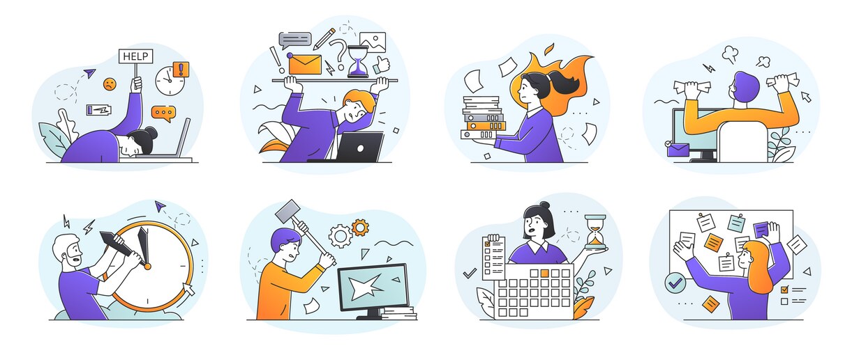 Office Stress & Burnout – Royalty-Free Vector | VectorStock