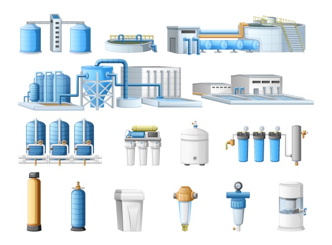 Water purification plant Royalty Free Vector Image