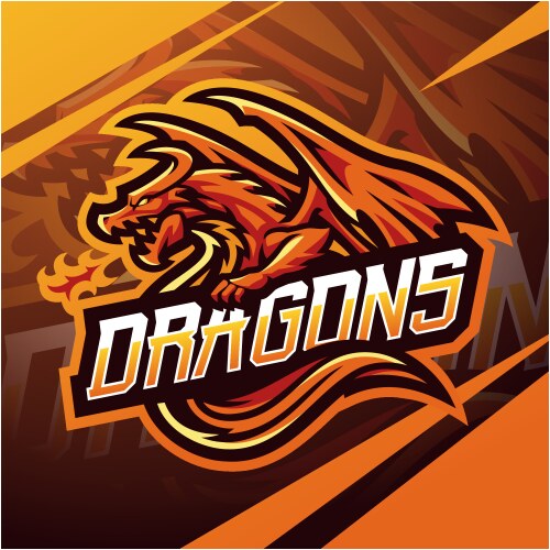 Red dragon esports logo design Royalty Free Vector Image