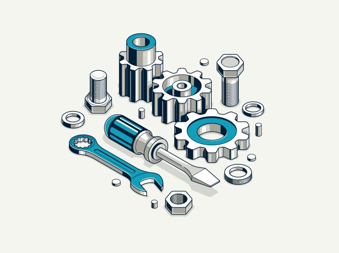 Invention renovation concept set gears and tools Vector Image