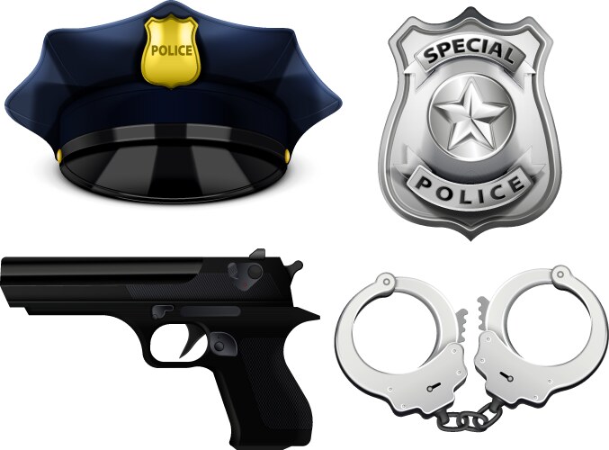Police badges realistic set Royalty Free Vector Image