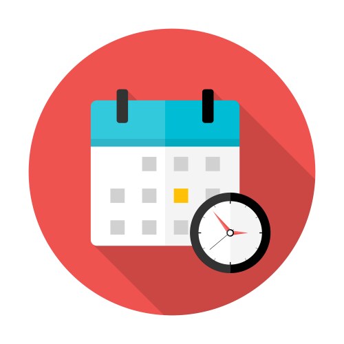 Calendar and clock icon schedule Royalty Free Vector Image