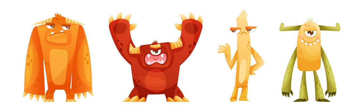Funny toothy monsters as friendly fictional Vector Image