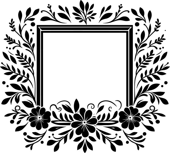 Rectangle floral frame silhouette isolated on a Vector Image