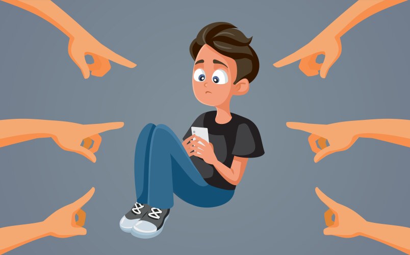 Sad male student feeling depressed cartoon Vector Image