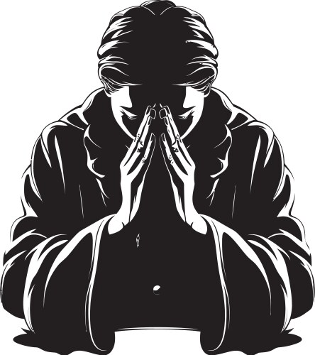 Pious portraits elegant praying man hands Vector Image
