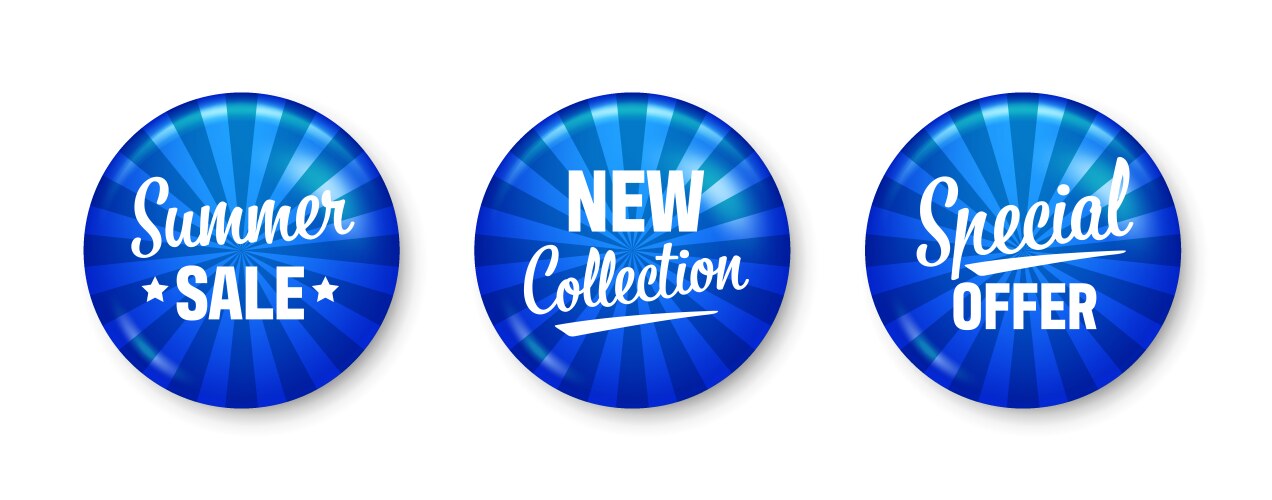 Realistic funky badges with text product Vector Image
