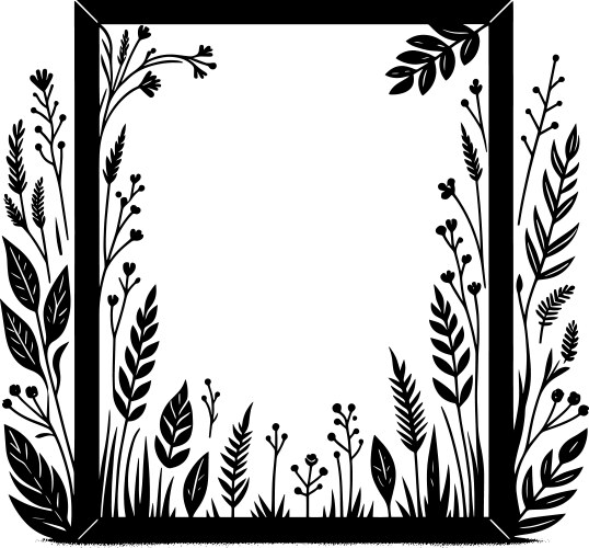 Rectangle floral frame silhouette isolated Vector Image