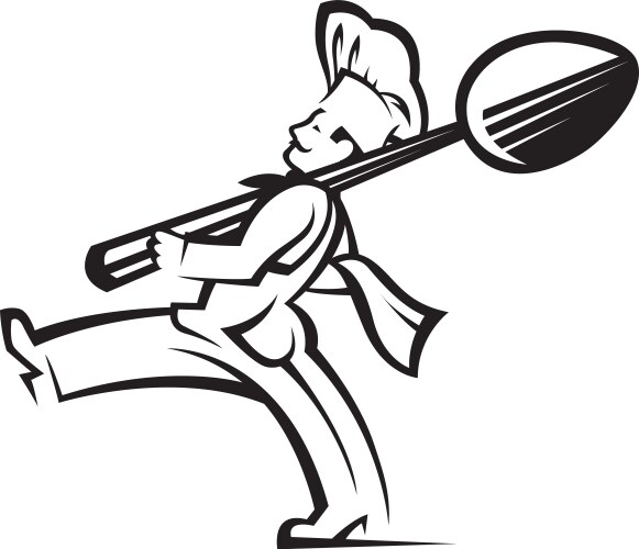 Chef hold wooden spoon Royalty Free Vector Image