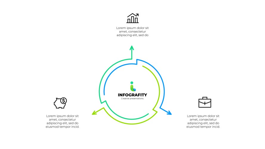 Triangle divided into 3 parts steps or options Vector Image