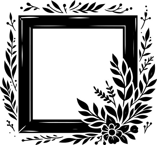 Rectangle floral frame silhouette isolated Vector Image