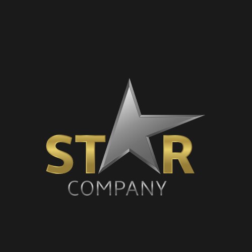 Gold and silver star logo template Royalty Free Vector Image