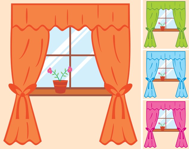 Cartoon window with curtains symbol icon design Vector Image