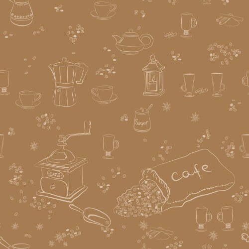 Seamless background on coffee theme Royalty Free Vector