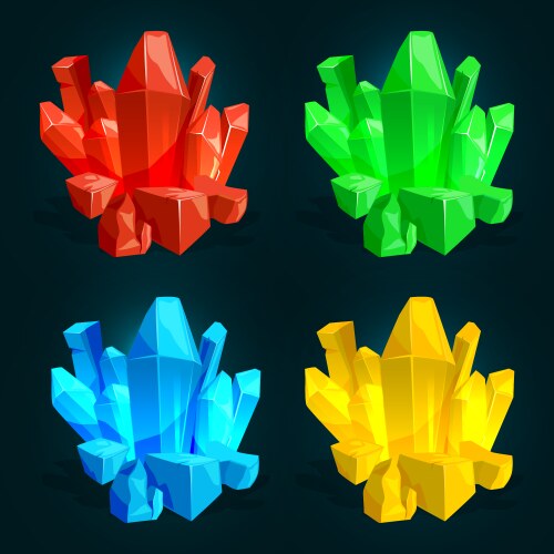 Set of isolated diamonds crystal quartz icons Vector Image