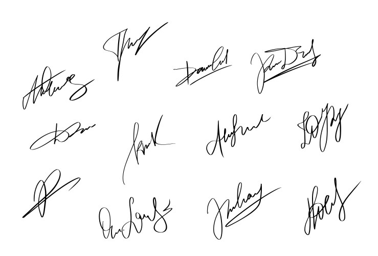 Handwriting autograph set personal fictitious Vector Image
