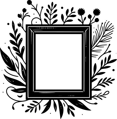 Rectangle floral frame silhouette isolated Vector Image