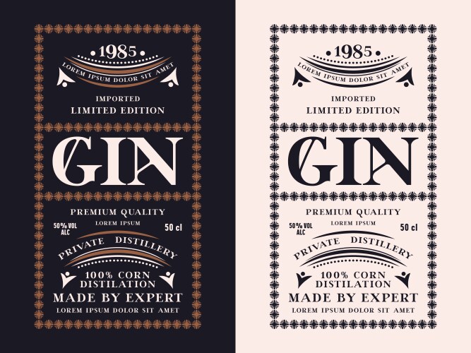 Template decorative label for gin Royalty Free Vector Image