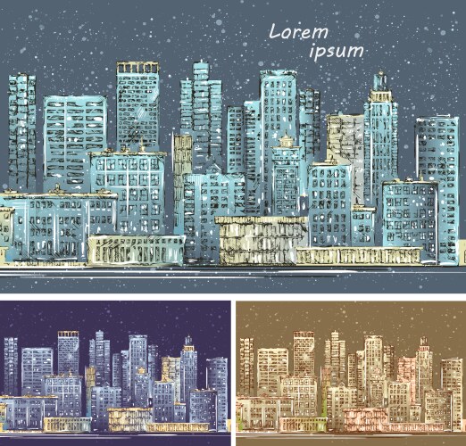 City background hand drawn Royalty Free Vector Image