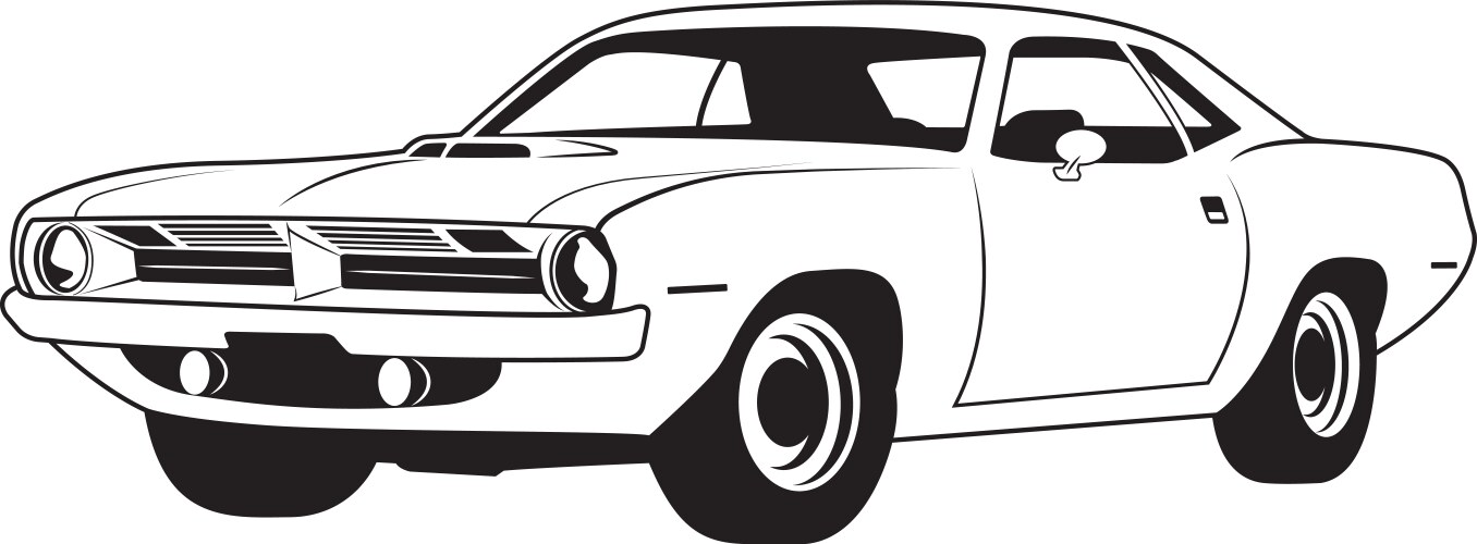 Classic Muscle Car Line Art Royalty Free Vector Image