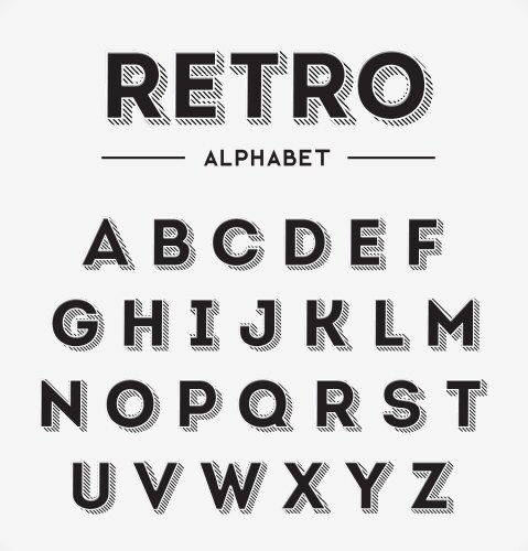 Long shadow font retro boldness 3d alphabet old Vector Image