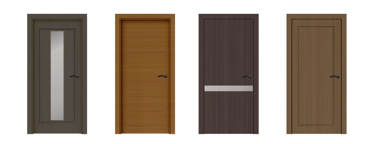 Modern wooden door realistic Royalty Free Vector Image