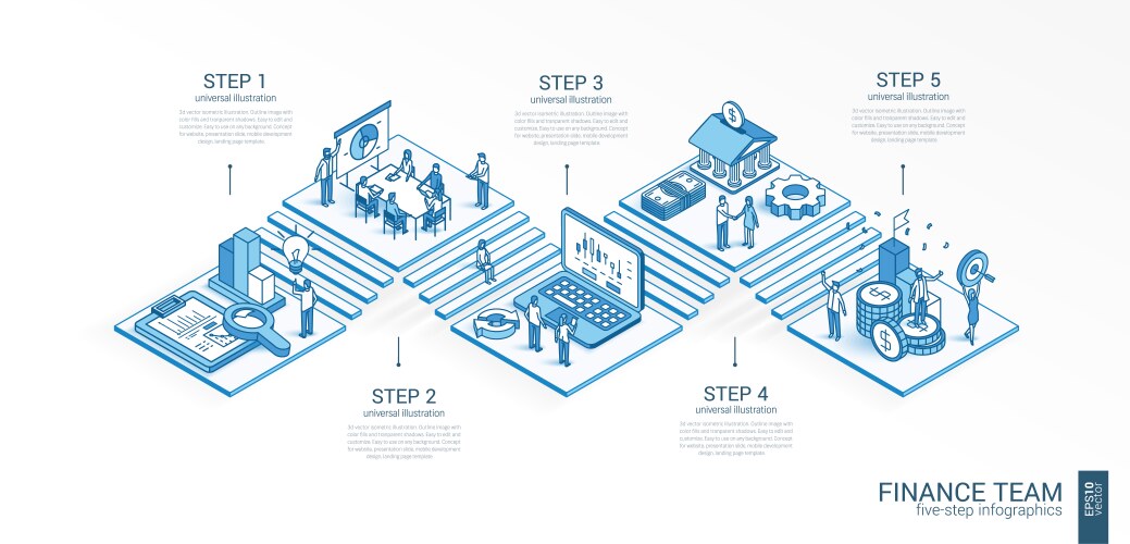3d line isometric teamwork infographic template Vector Image