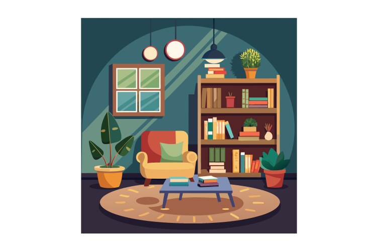 Modern reading room design Royalty Free Vector Image