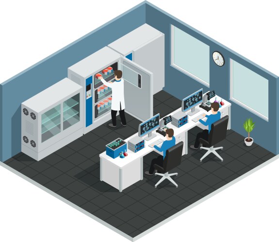 Isometric Computer Lab Classroom Royalty Free Vector Image