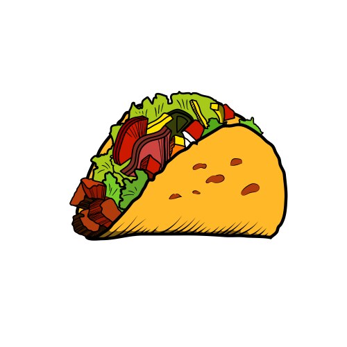 Taco color picture Royalty Free Vector Image - VectorStock