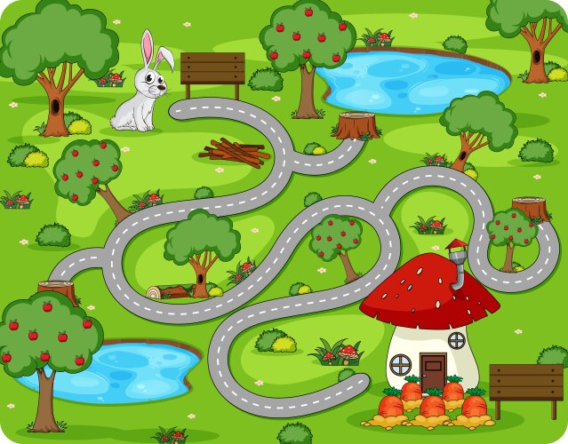 Cute cartoon maze game template Royalty Free Vector Image