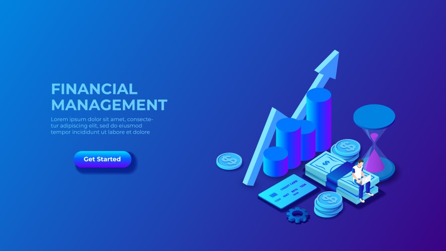 Colored outline gold coins bar chart financial Vector Image