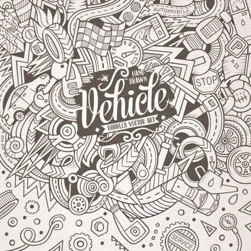 Cartoon cute doodles vehicle frame border Vector Image