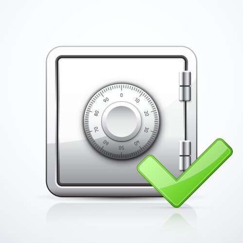 Realistic monitor and green check mark Royalty Free Vector