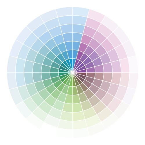 24 parts color wheel with numbers cmyk amount Vector Image