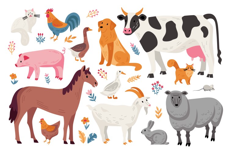 Colorful farm animals concept Royalty Free Vector Image