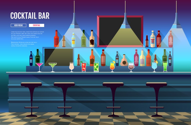 Cartoon bar with counter interior Royalty Free Vector Image