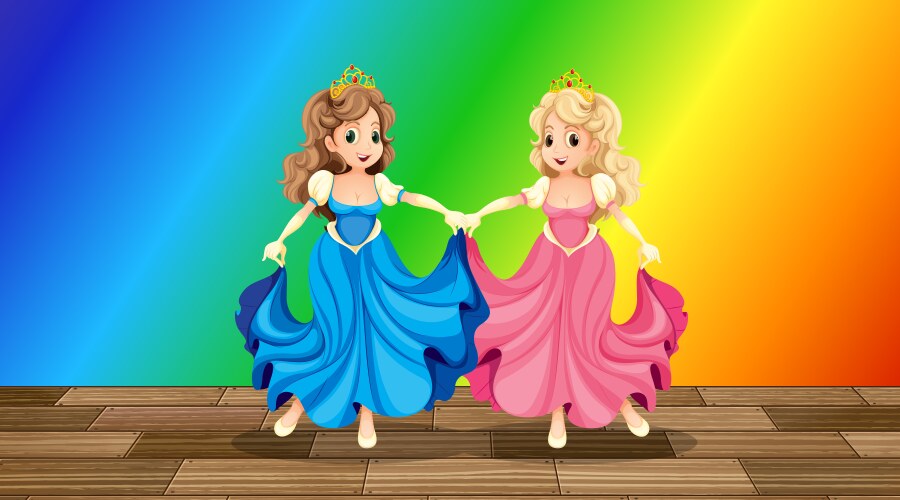 Fairies cartoon character on rainbow gradient Vector Image
