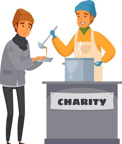 Free food donation and charity homeless people Vector Image